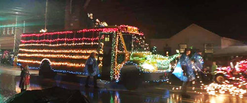 tractor lights school bus Christmas